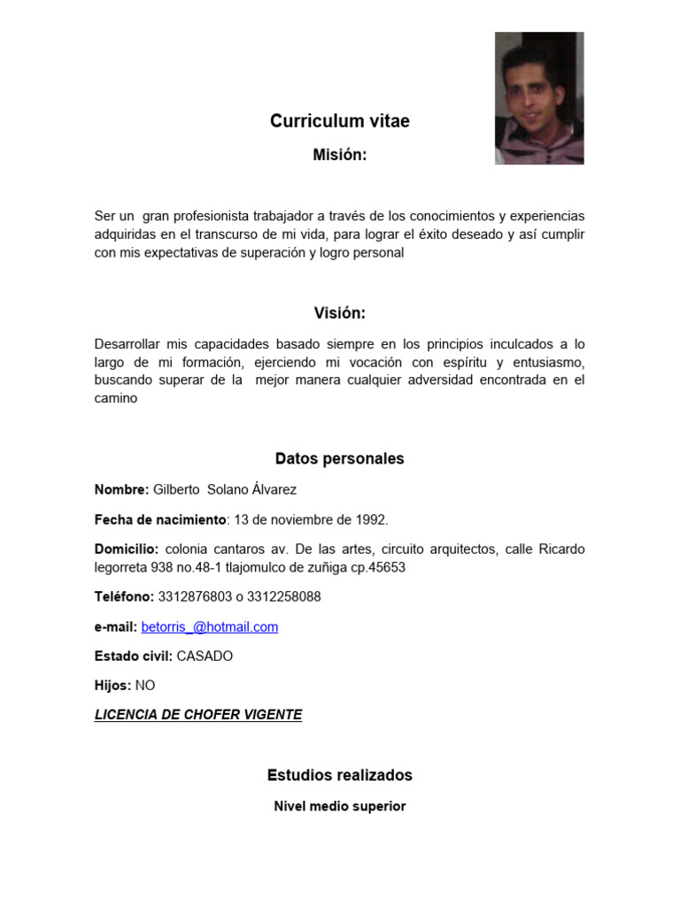 Curriculum Vitae Beto (1) (Gilberto Solano Alvarez) | PDF | Informática