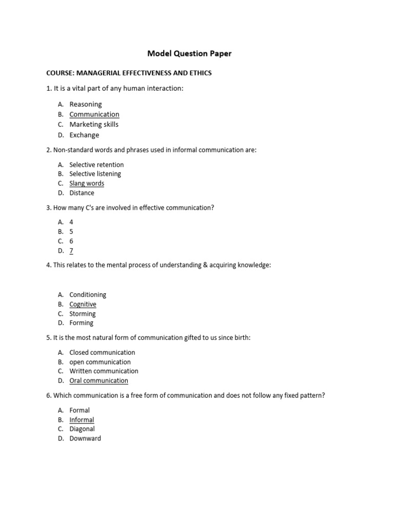 MEE MCQ Sample Ques MBA Sem 1 | PDF | Communication | Negotiation
