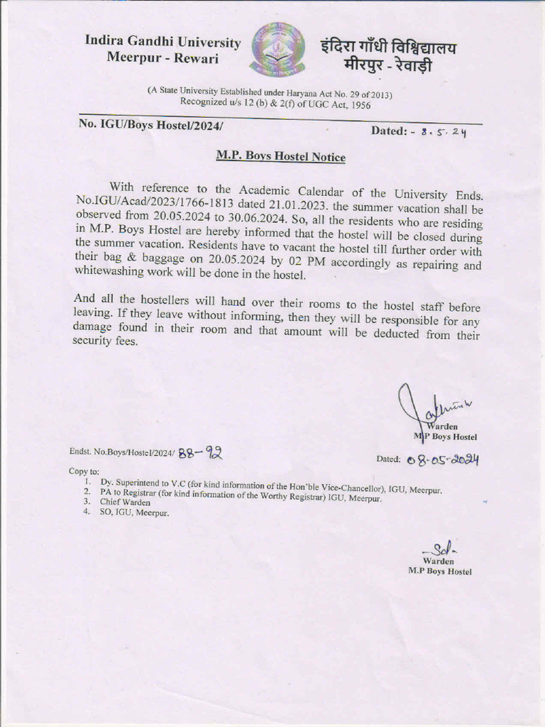 Hostel Notice-1 | PDF