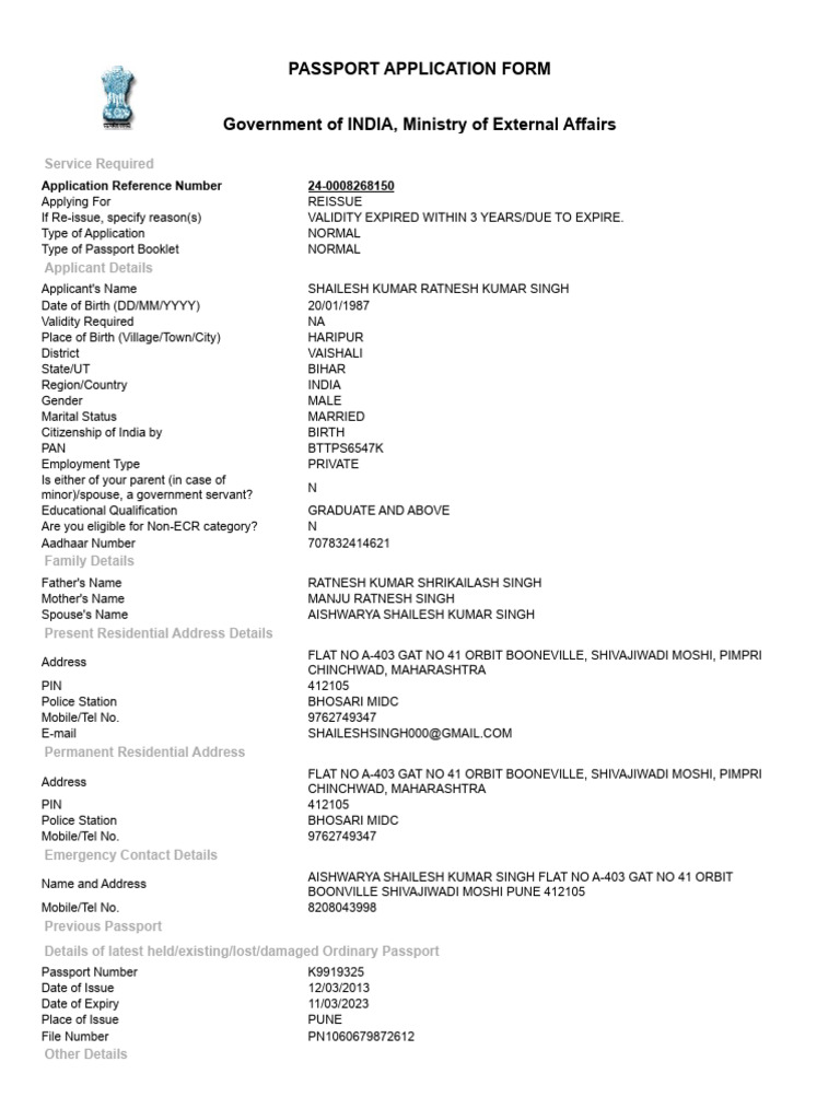 Application Form | PDF | Passport | Cultural Globalization