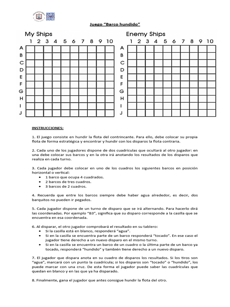 Juego Barco hundido | PDF