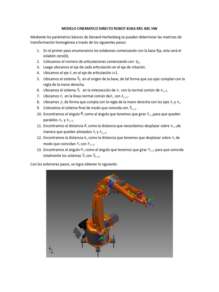 Cinemática Directa KUKA KR5 ARC HW | PDF | Rotación | Espacio