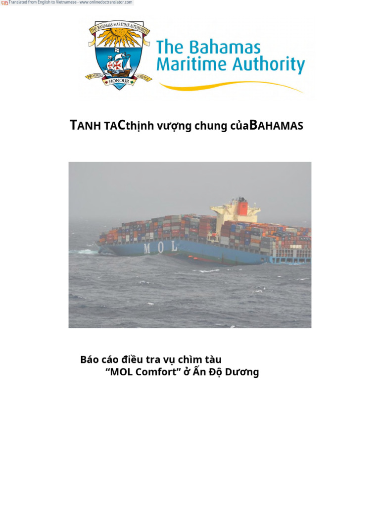 BMA Investigation Report Loss of The MOL Comfort - En.vi | PDF
