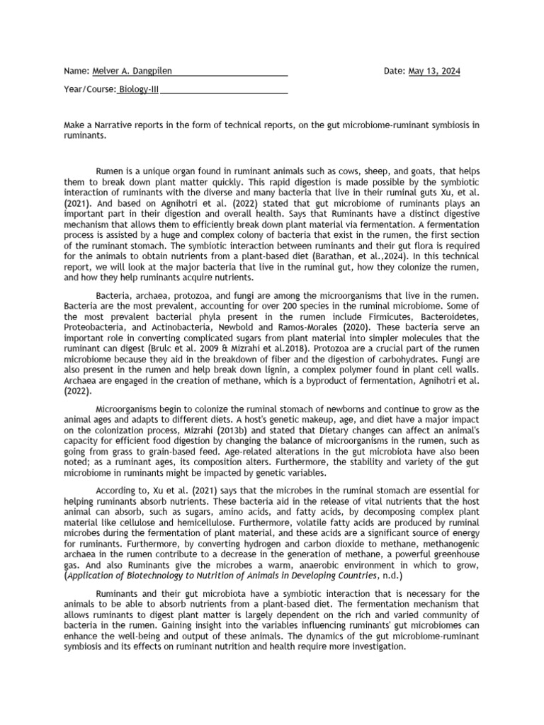 Melver Assignment Pdf Ruminant Biology
