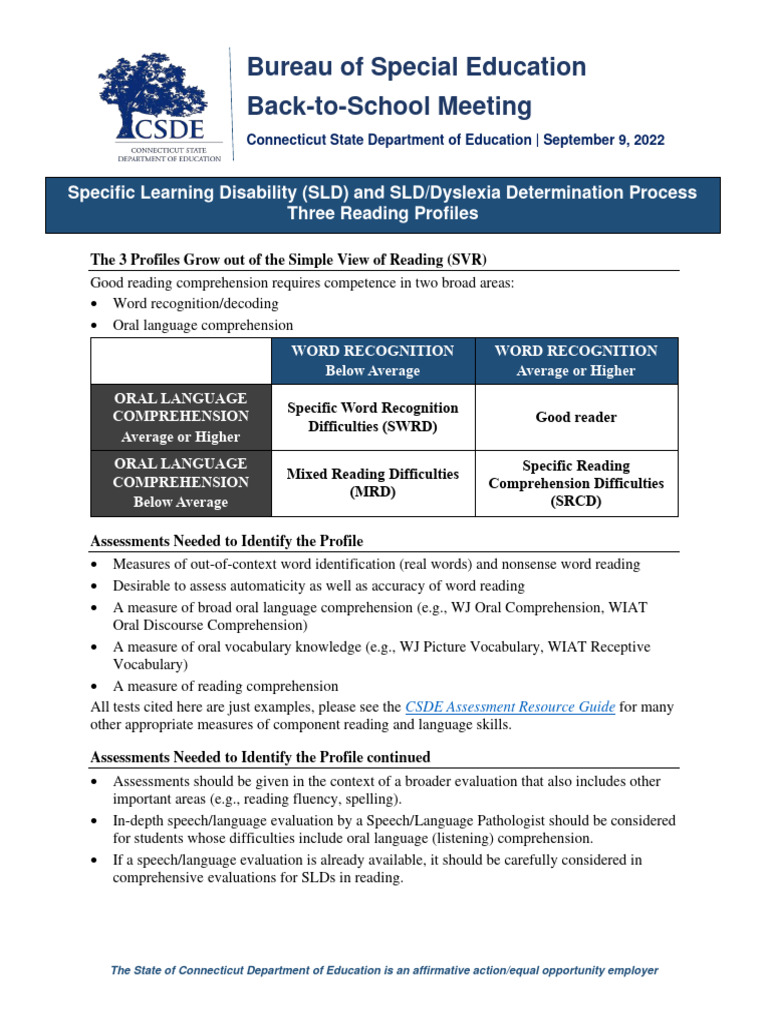 Specific Learning Disability Dyslexia Determination | PDF | Reading ...