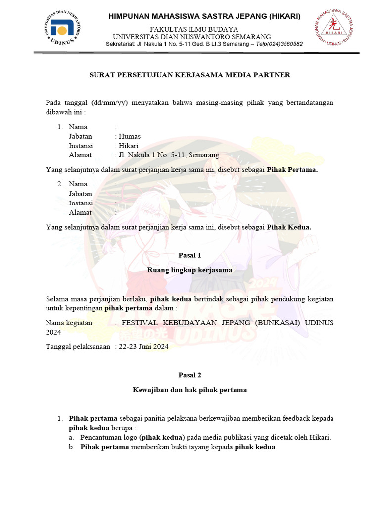 Mou Media Partner Bunkasai 2024 | PDF