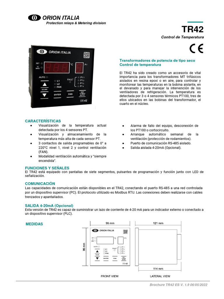 Control de Temperatura para Transformadores TR42 | PDF | Transformador | Ingenieria Eléctrica