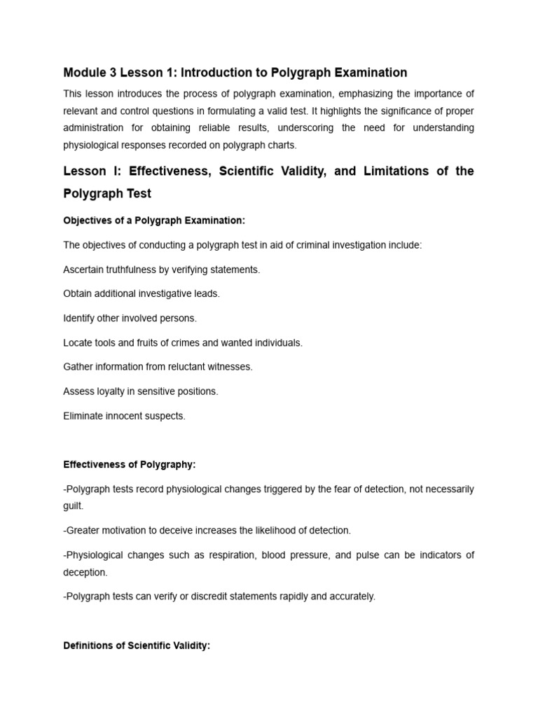 Module 3 Lesson 1 | PDF | Polygraph | Deception