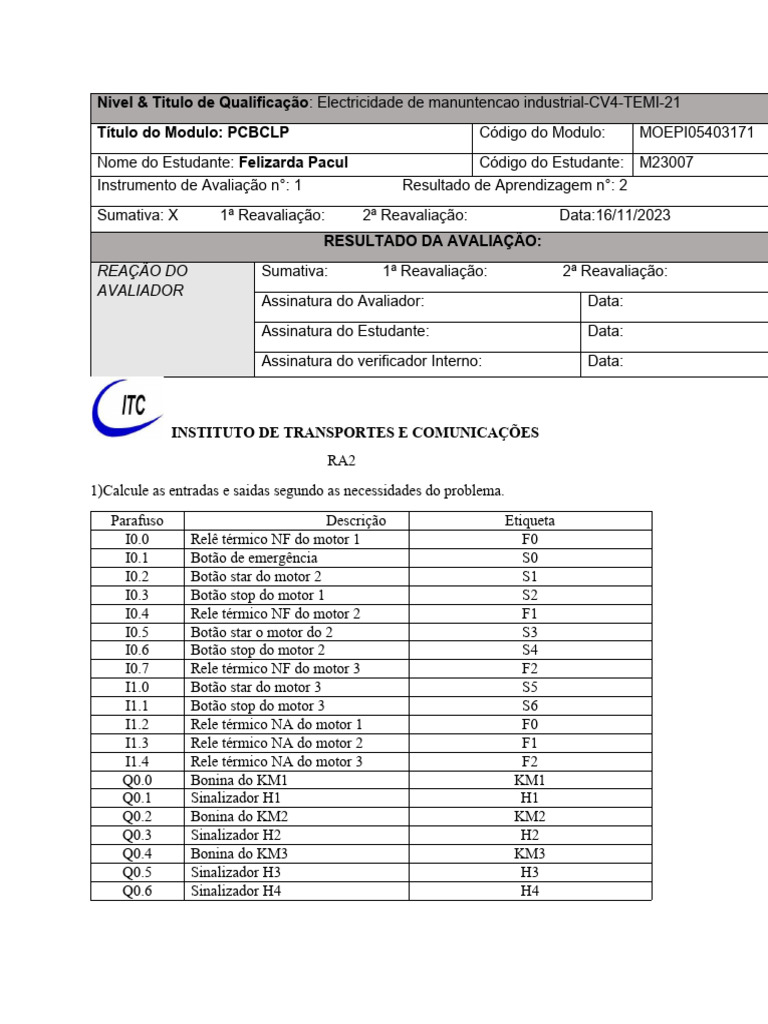 Avaliação de PLC em Manutenção Industrial | PDF