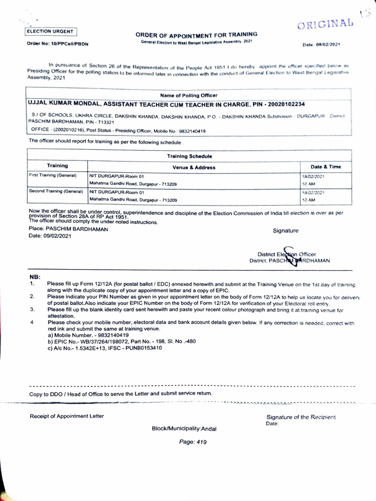 Training Order for Election Officers | PDF | Elections | Governance
