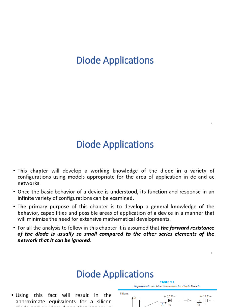 ELECTRONICS-I-2. Diode Applications | PDF | Rectifier | Diode