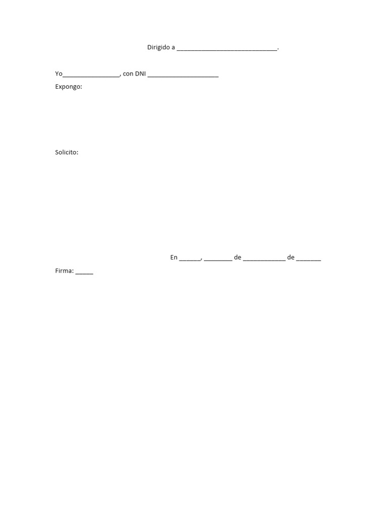 Plantilla Expone Solicita | PDF | Finanzas y dinero