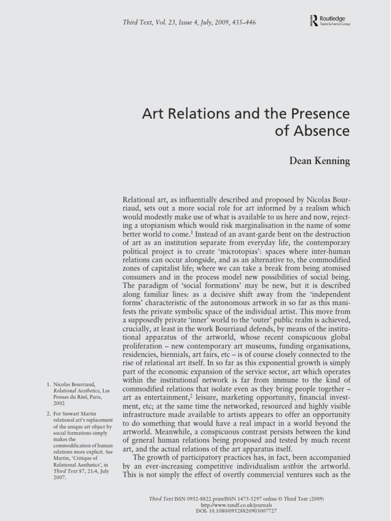 Art Relations and The Presence of Absenc | PDF | Redistribution Of ...