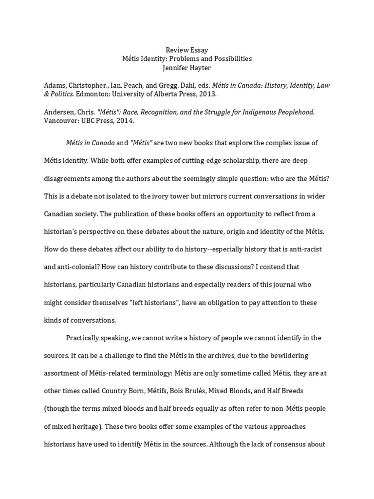 Metis Identity Problems and Possibilitie | PDF | Métis
