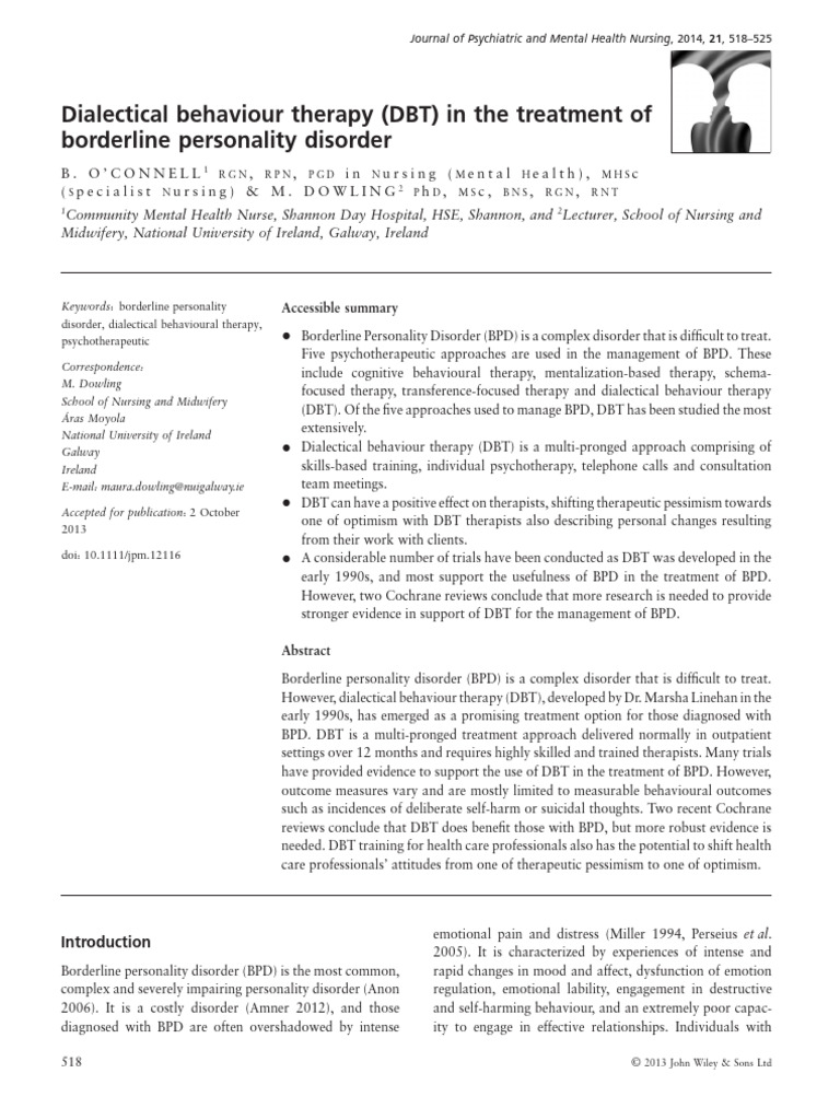 10 1111@jpm 12116 | PDF | Dialectical Behavior Therapy | Borderline ...