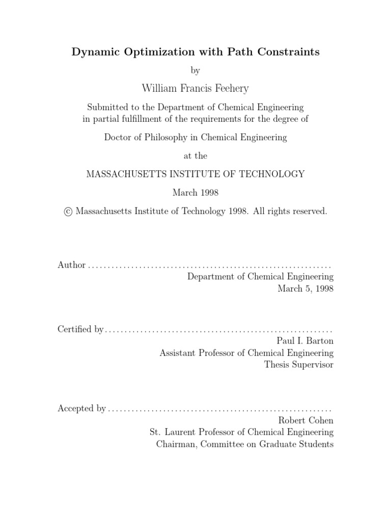 Feehery Thesis | PDF | Mathematical Optimization | Dynamic Programming