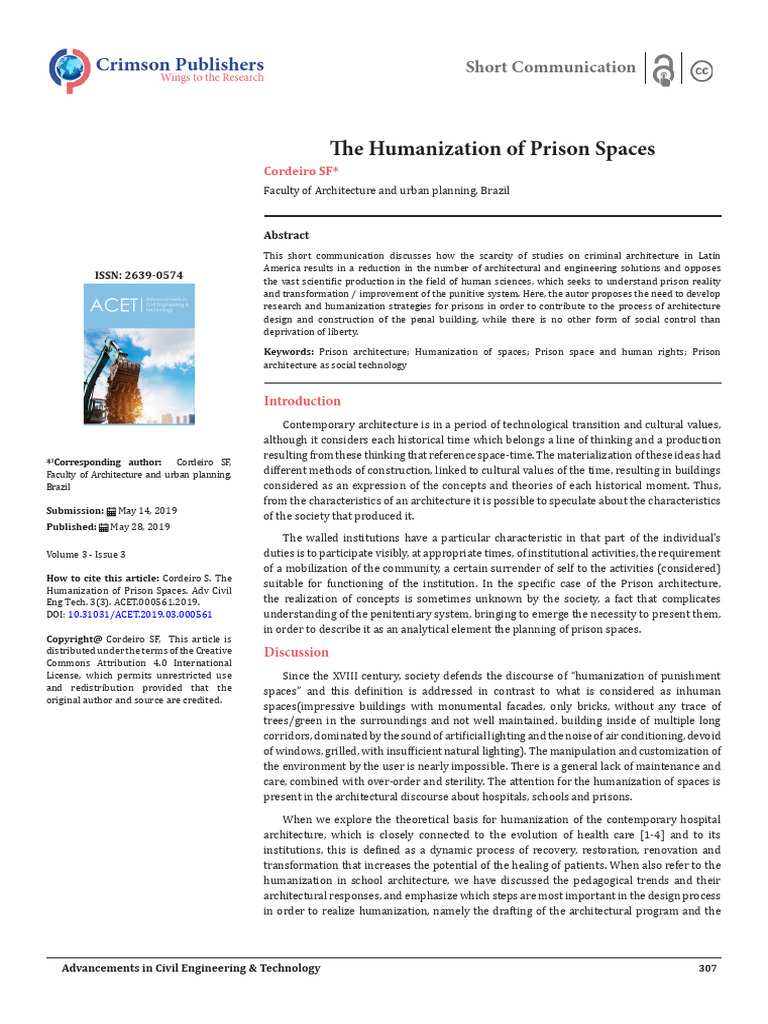 the humanization of prison spaces | PDF | Prison | Space