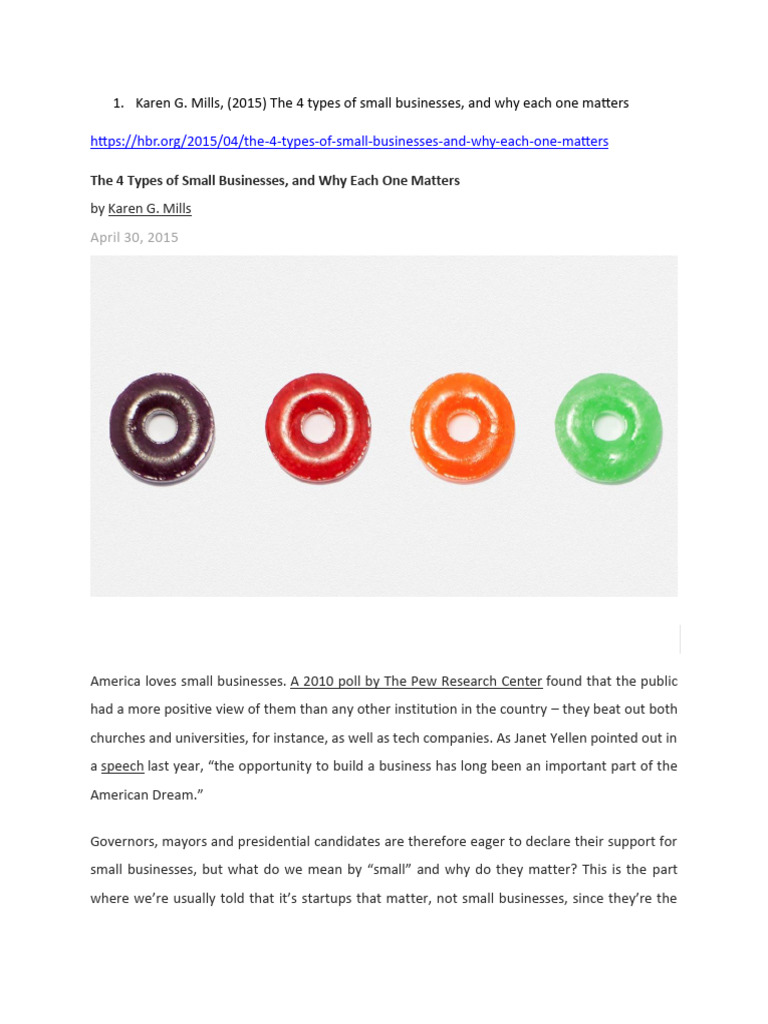 1 Four Types of Small Business (LO1) | PDF | Startup Company | Small ...