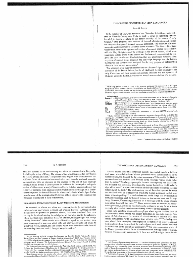 The Origins of Cistercian Sign Language | PDF