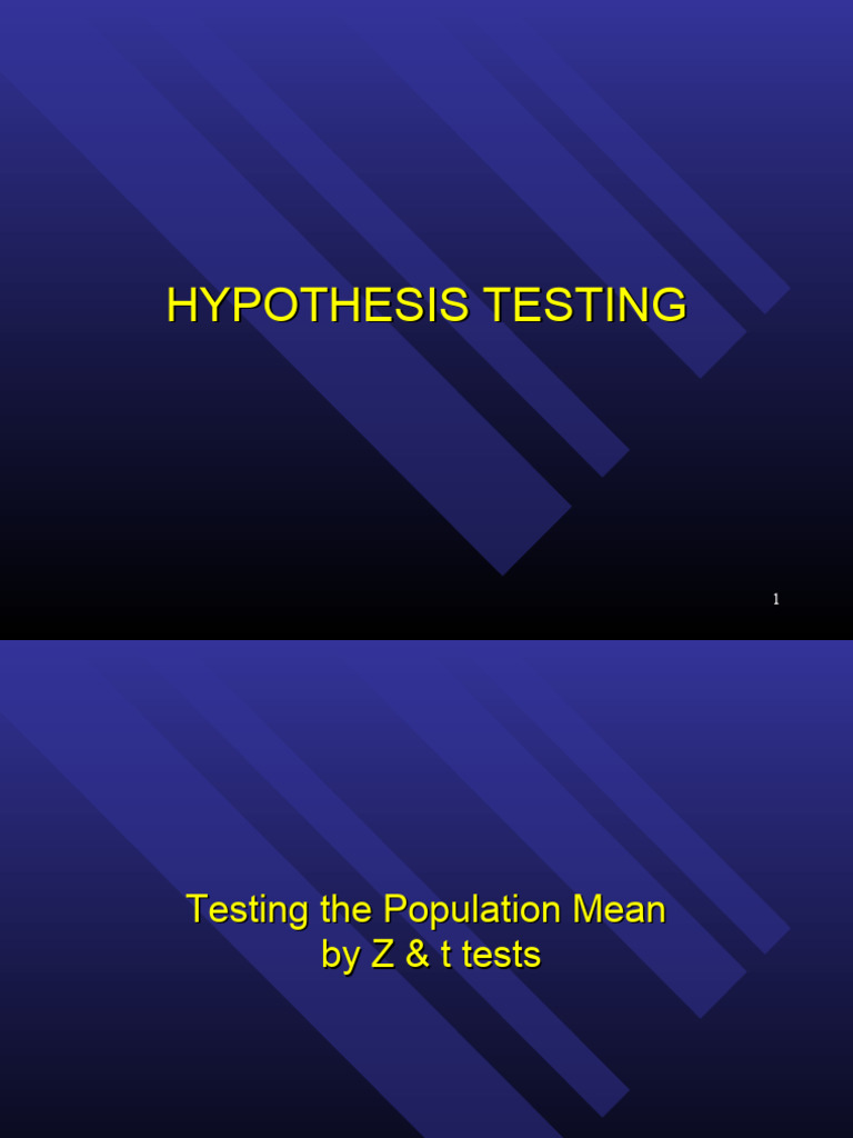 Hypothesis Testing for Population Mean | PDF | Student's T Test ...