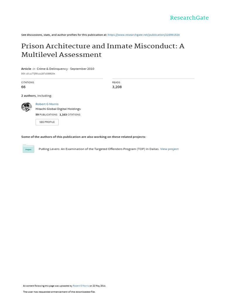 Prison Architecture and Inmate Misconduct A Multil | PDF | Multilevel ...