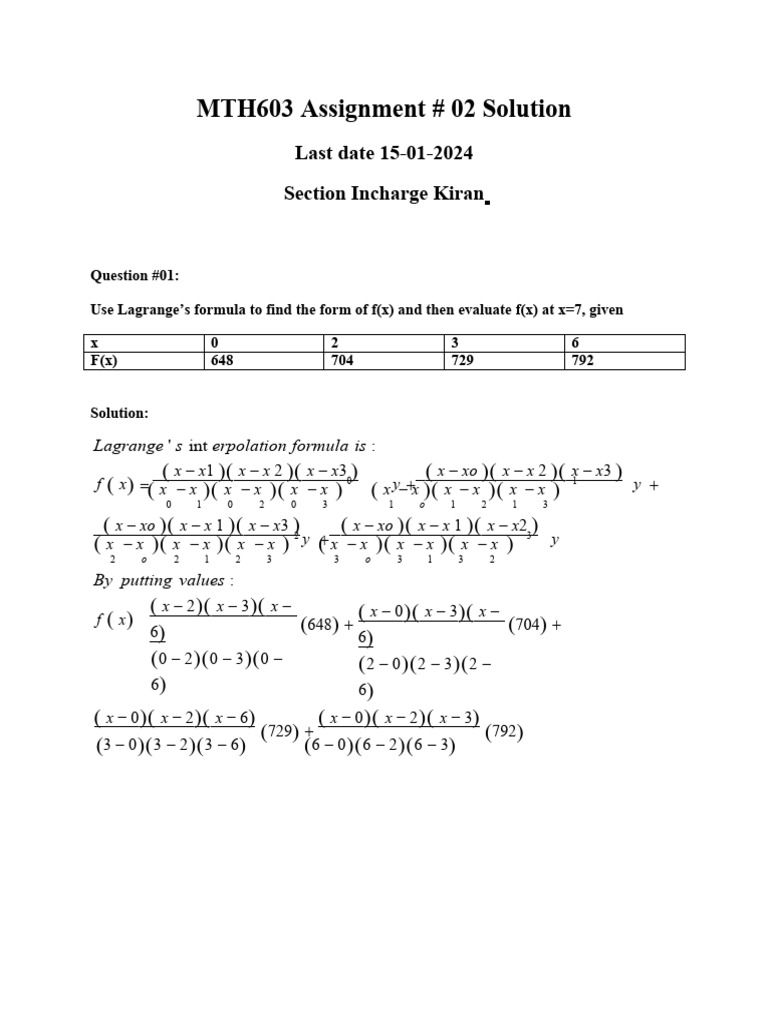 MTH603 (Kiran Naseem) by OneStepTo | PDF