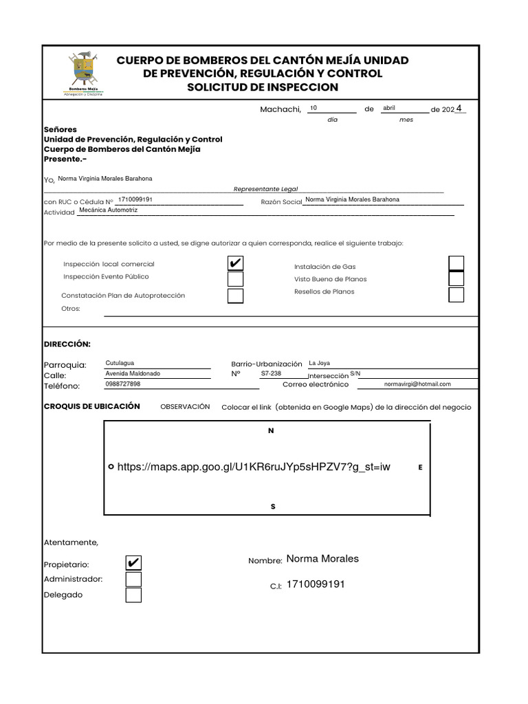 1.solicitud de Inspeccion | PDF