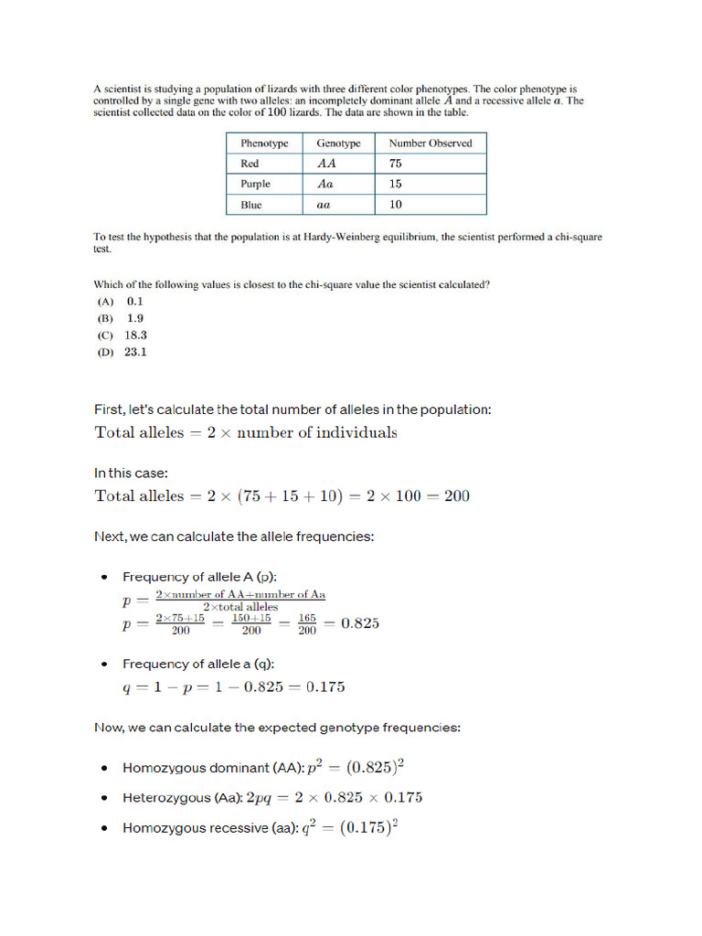 Hardy Weinberg Problem | PDF