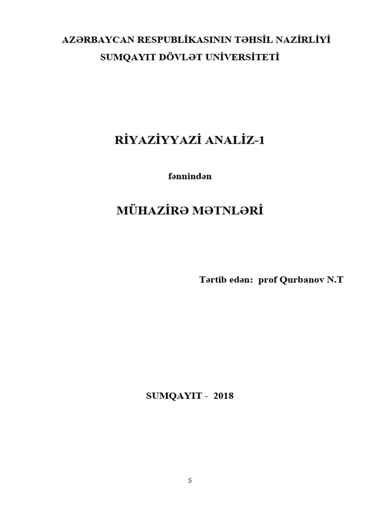 Riyazi Analiz-1 | PDF