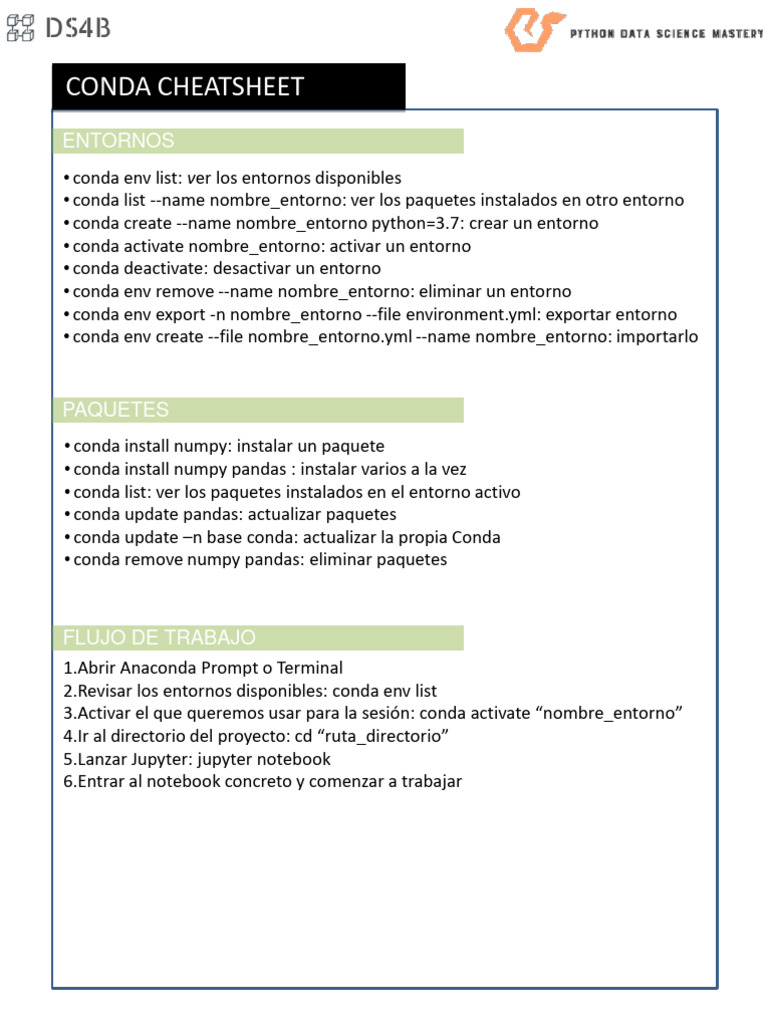 Guía Rápida de Comandos Conda | PDF | Informática | Tecnología