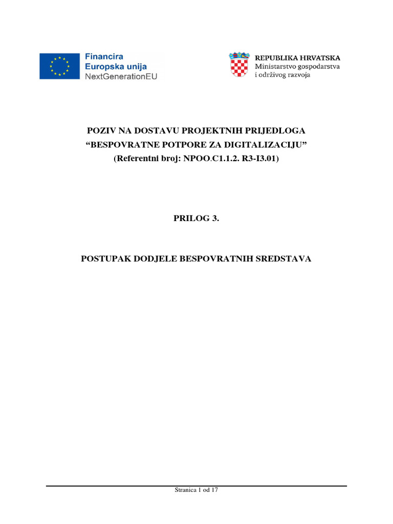 Prilog 3. Postupak Dodjele Bespovratnih Sredstava - BPD | PDF
