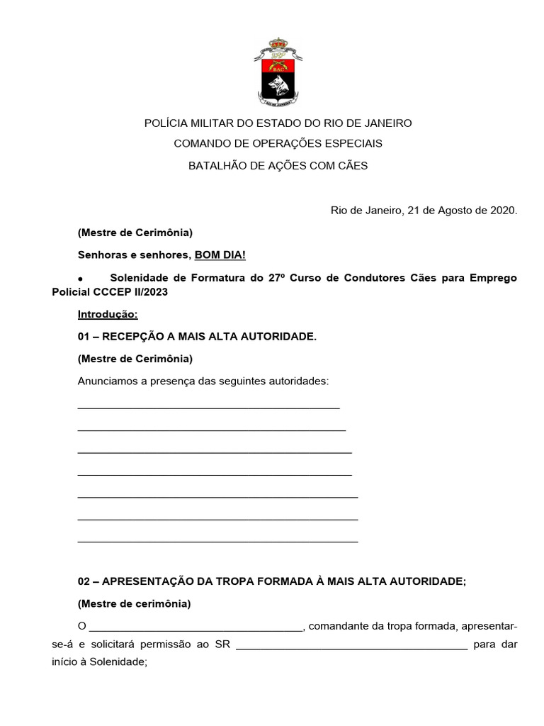 Sequência de Solenidade CCCEP II 2023-1 | PDF | Brasil