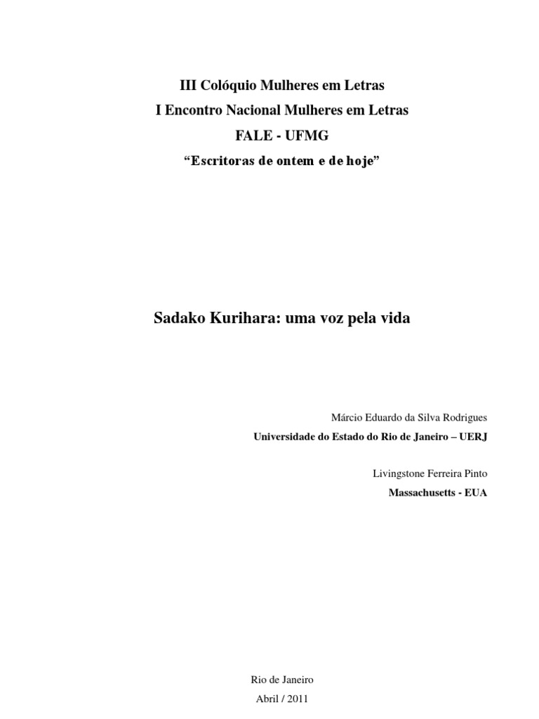 Sadako Kurihara - Uma Voz Pela Vida | PDF | Haiku