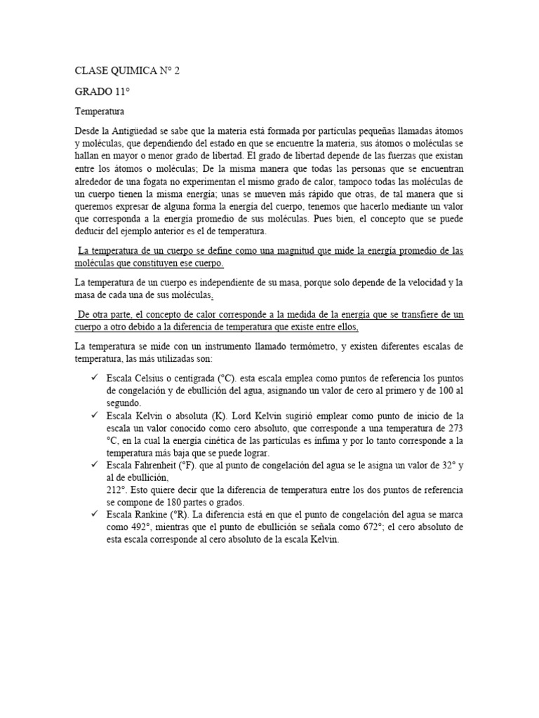Guia 2 Quimica ° 11 | PDF | Enlace químico | Temperatura