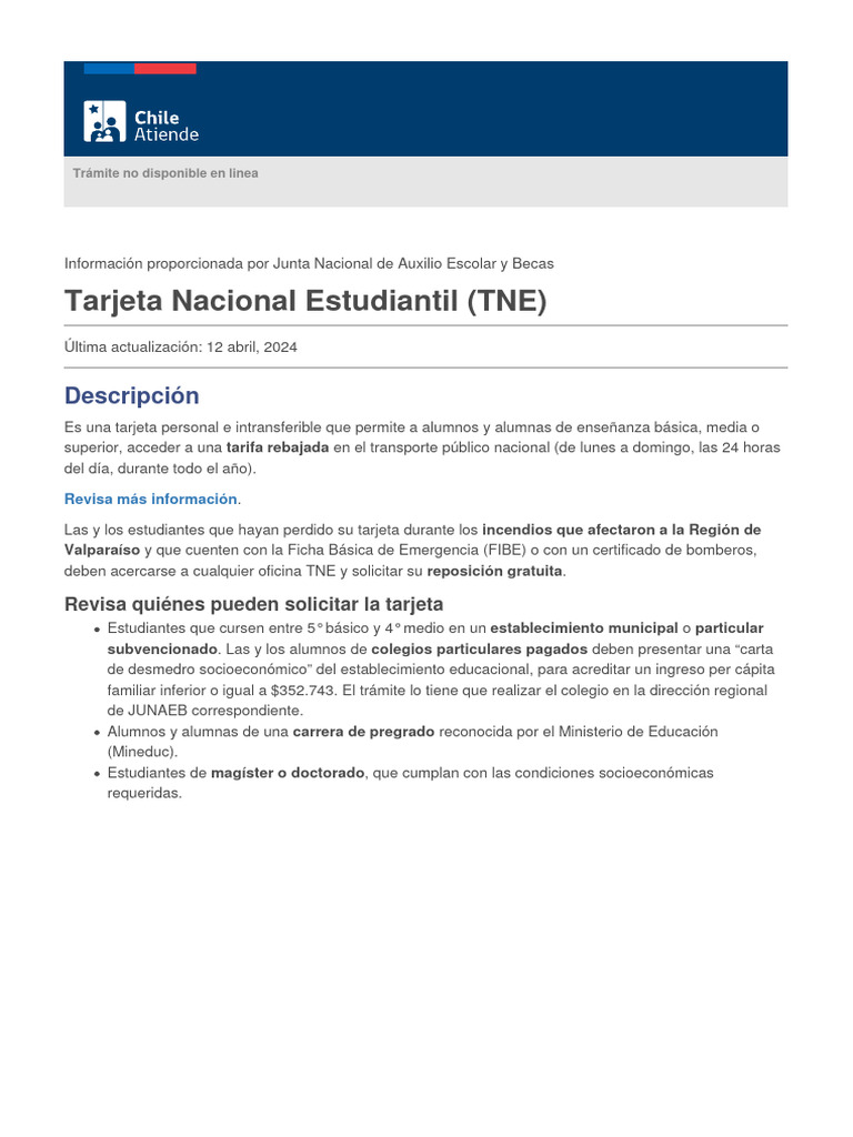 Tarjeta Nacional Estudiantil (TNE) | PDF | Documento de identidad