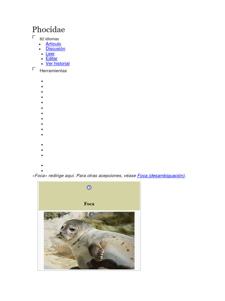 la foca | PDF | Pinnípedo | Vertebrados Marinos