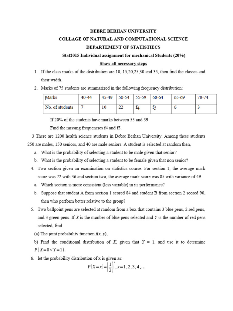 Probability Assignment | Download Free PDF | Probability Distribution ... Probability Assignment | Download Free PDF | Probability Distribution ...