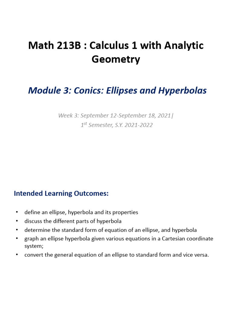 Week 3 Module Pdf Ellipse Cartesian Coordinate System