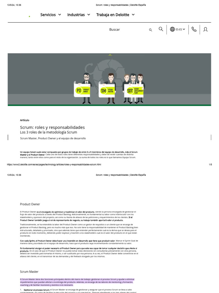 Scrum - Roles y Responsabilidades - Deloitte España | PDF | Scrum ...