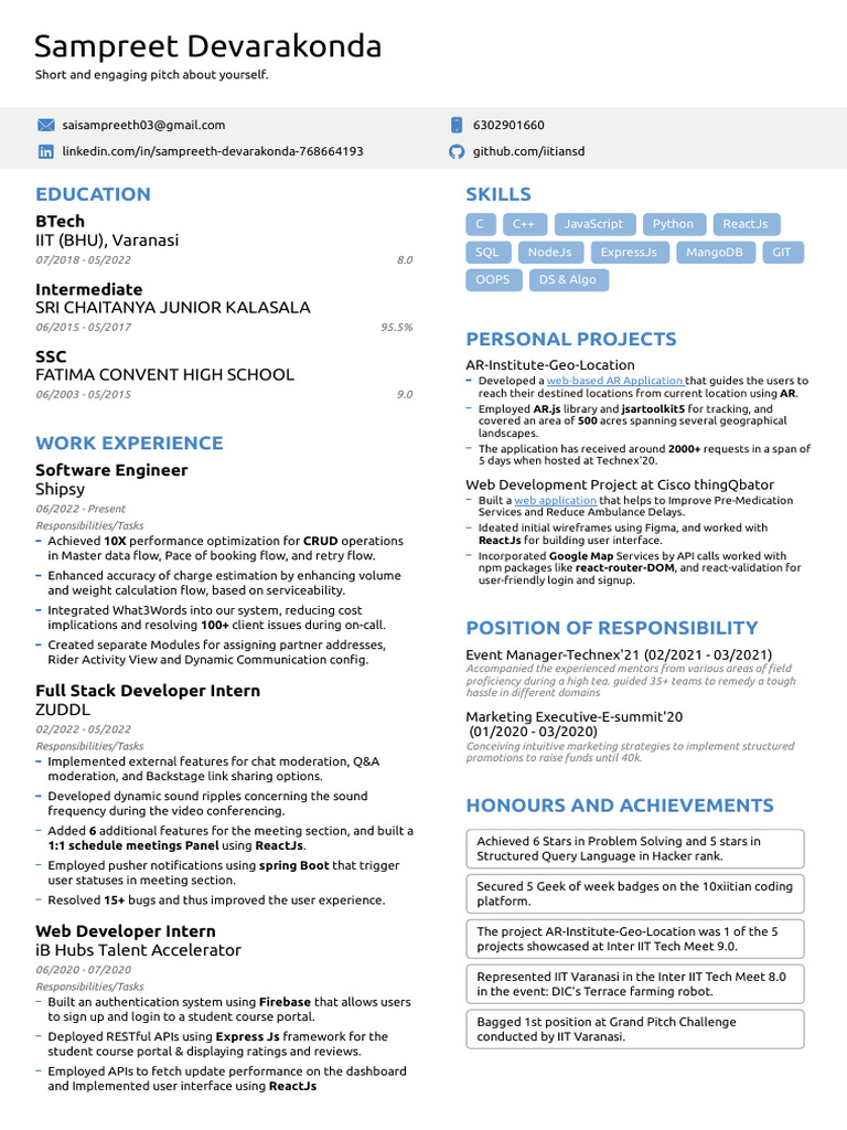 Sampreet's Resume | PDF | Computer Programming | Computing