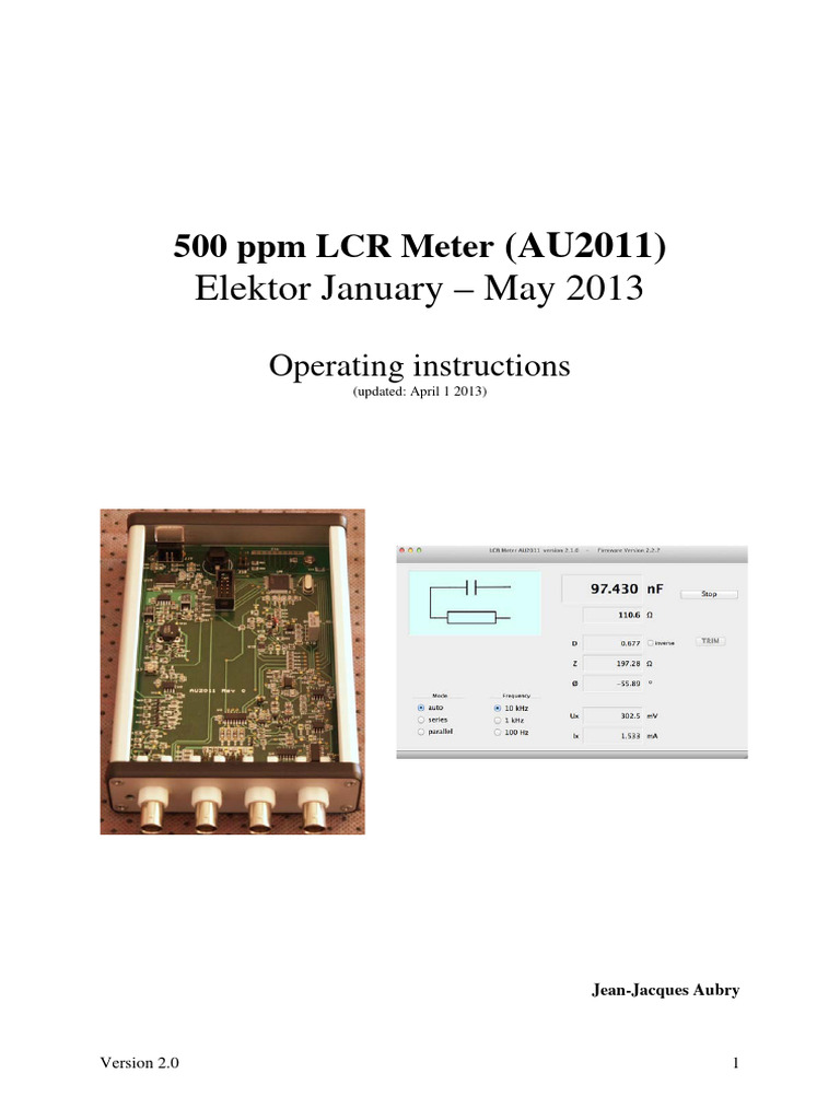 500 ppm LCR Meter Operating Instructions | PDF | Electrical Impedance ...