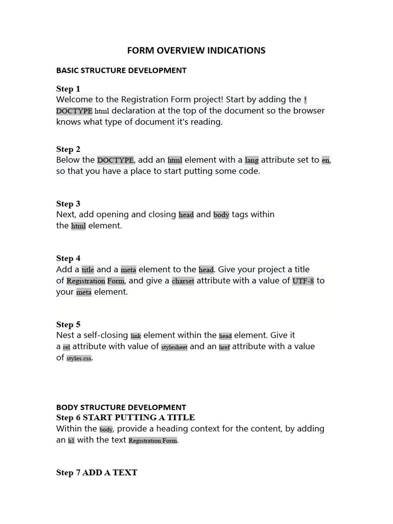 Form Overview Indications | PDF | Html Element | Html