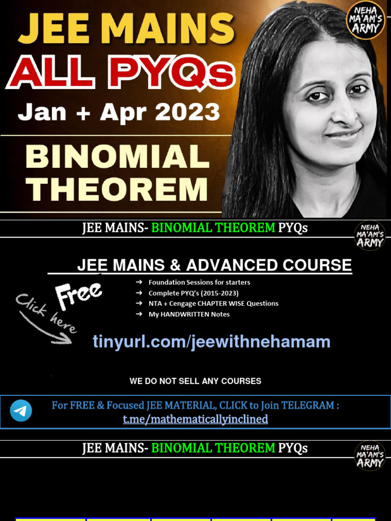 Binomial Theorem - JEE (Main) - 2024 | PDF | Mathematical Objects | Mathematical Analysis