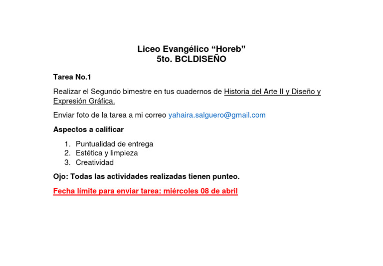 Tarea de Arte y Diseño 5to BCL | PDF