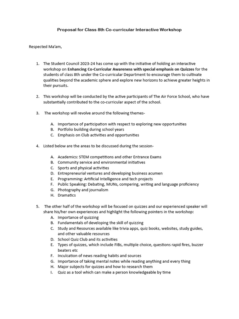 Co-Curricular Proposal Copy Final | PDF | Learning | Cognition