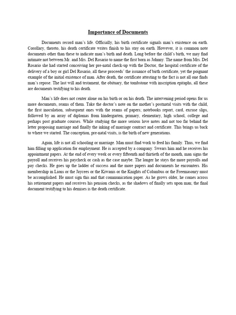 Importance of Documents | PDF