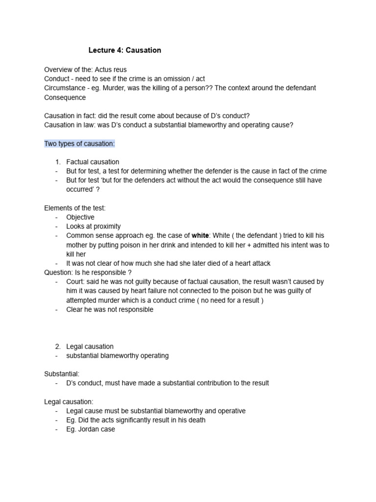 Lecture 4 - Causation | Download Free PDF | Causation (Law) | Justice