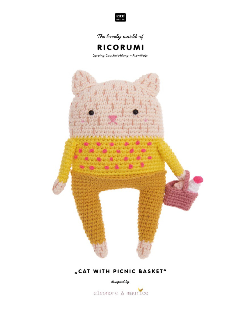 Spring Crochet Cat with Picnic Basket | PDF | Yarn | Crochet