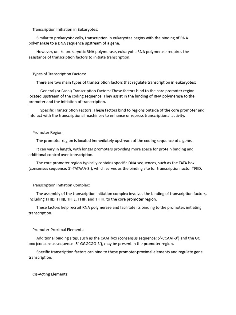 Transcription Factors | PDF | Regulation Of Gene Expression | Promoter ...