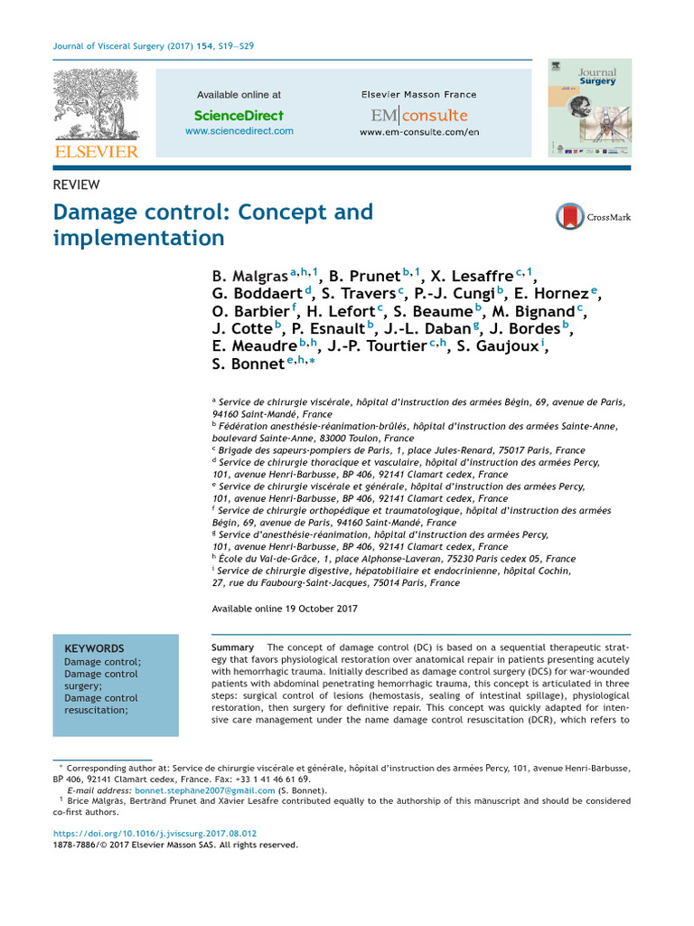 Damage Control - Concept and Implementation | PDF | Major Trauma | Bleeding